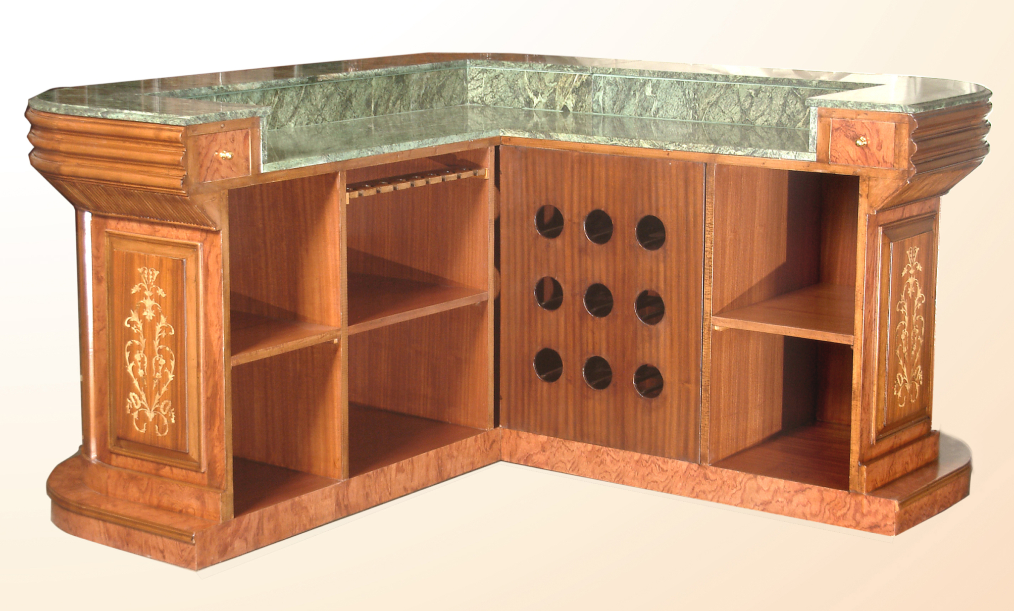 Bar 129COR – 6 ft. Beechwood Cocktail Home Bar with Marble Top ...