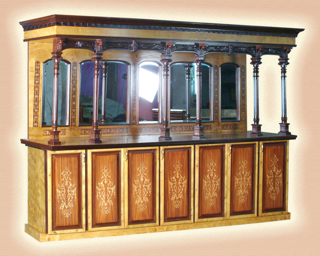 Bar 128 – 11ft Solid Beechwood / Walnut Home Bar with Marble Top ...