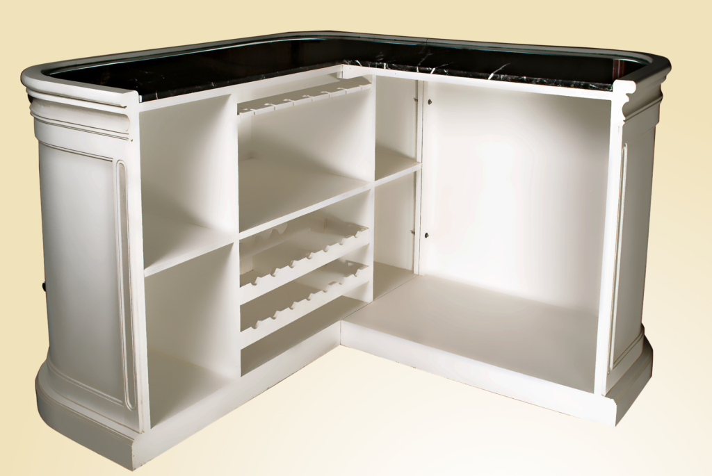 Bar 138WH – 5.5 ft Whitewash Corner L-shaped Home Bar – WoodnLuxury