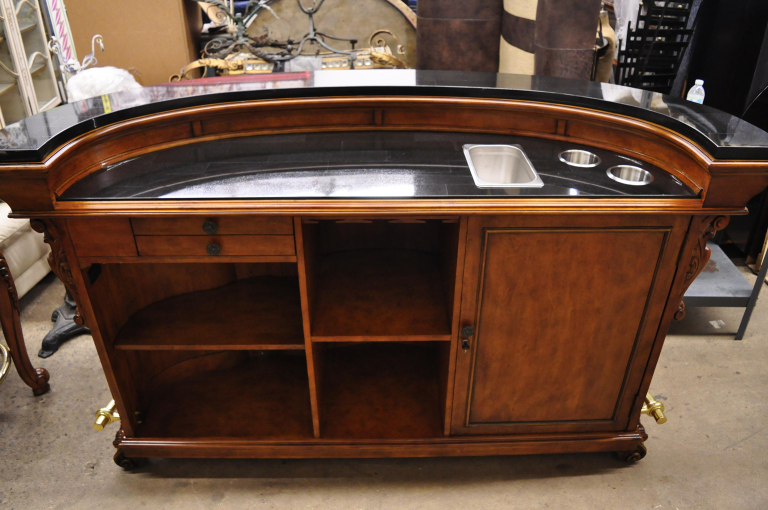 Bar WNL5U – Edwardian Dry Sink Wine Bar with Marble Top – WoodnLuxury