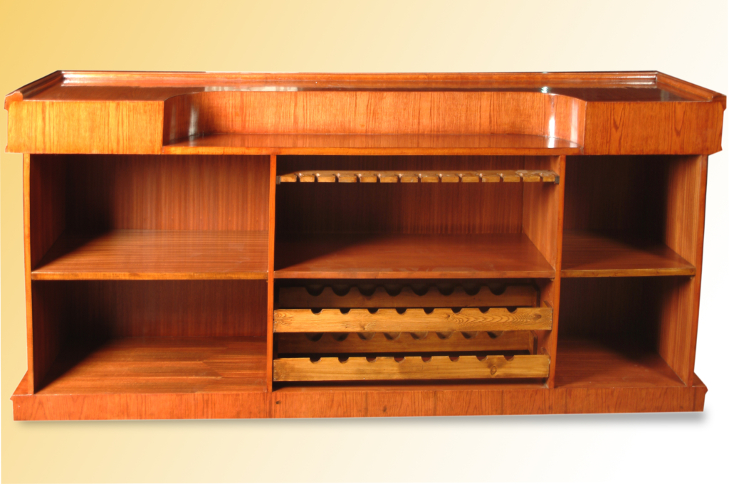 Bar 255OAK – 10 ft. Oak Wood / Cocktail Bar with Marble Top on Back ...