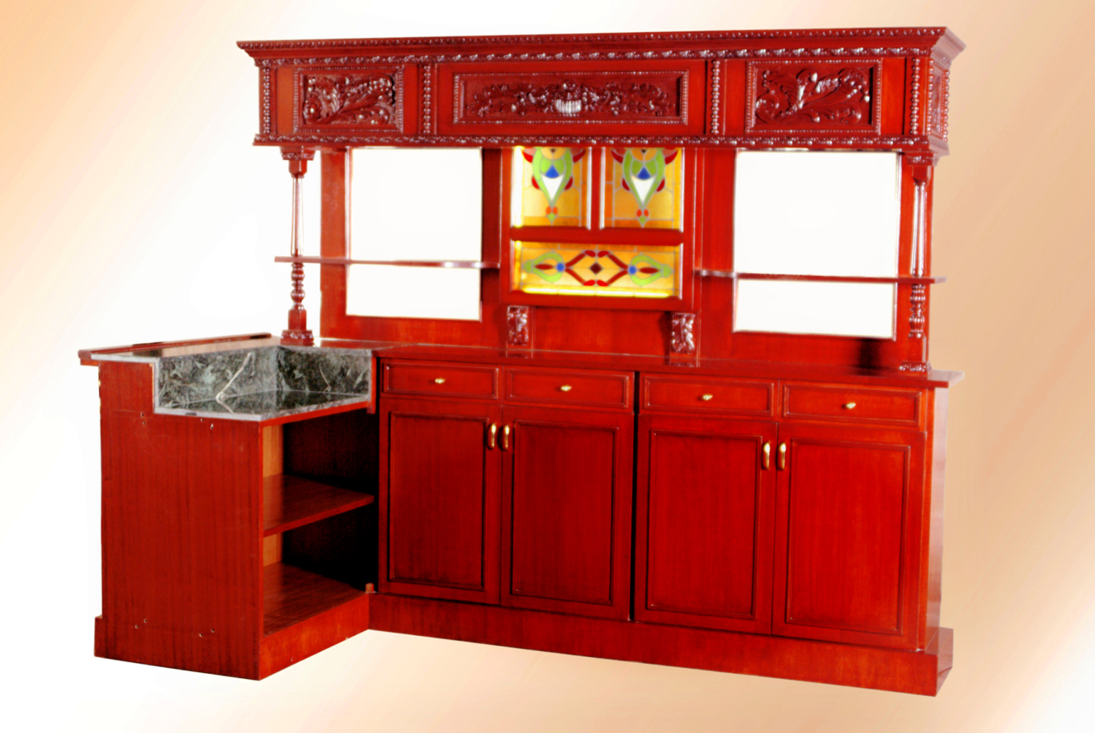 Bar 281 – 9ft Maple Pub Bar with Red Mahogany Finish – WoodnLuxury