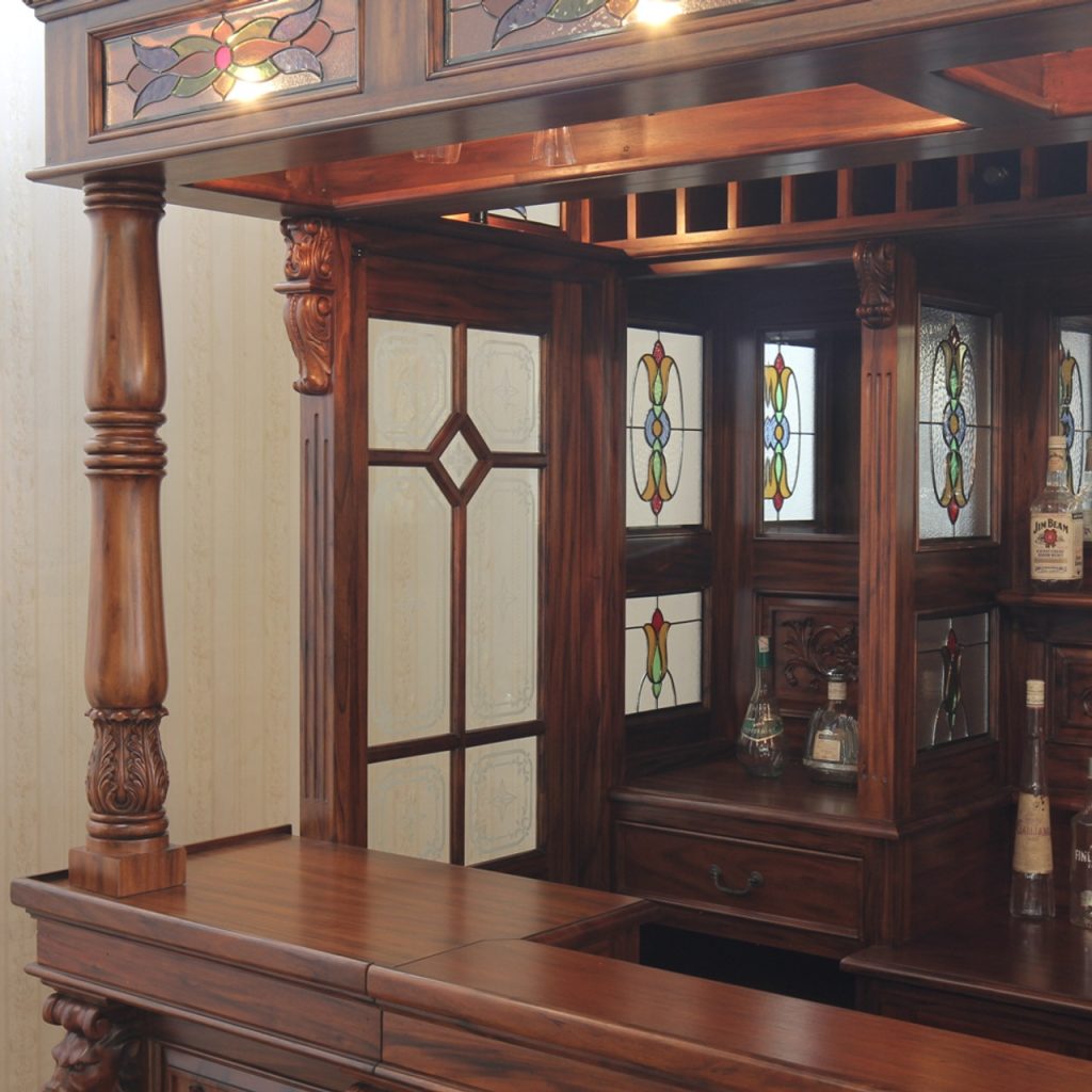 Bar 6101 – 8.5 ft. Oak Wood Cocktail Bar with Wooden Top – WoodnLuxury