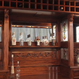 Bar 6101 – 8.5 ft. Oak Wood Cocktail Bar with Wooden Top – WoodnLuxury