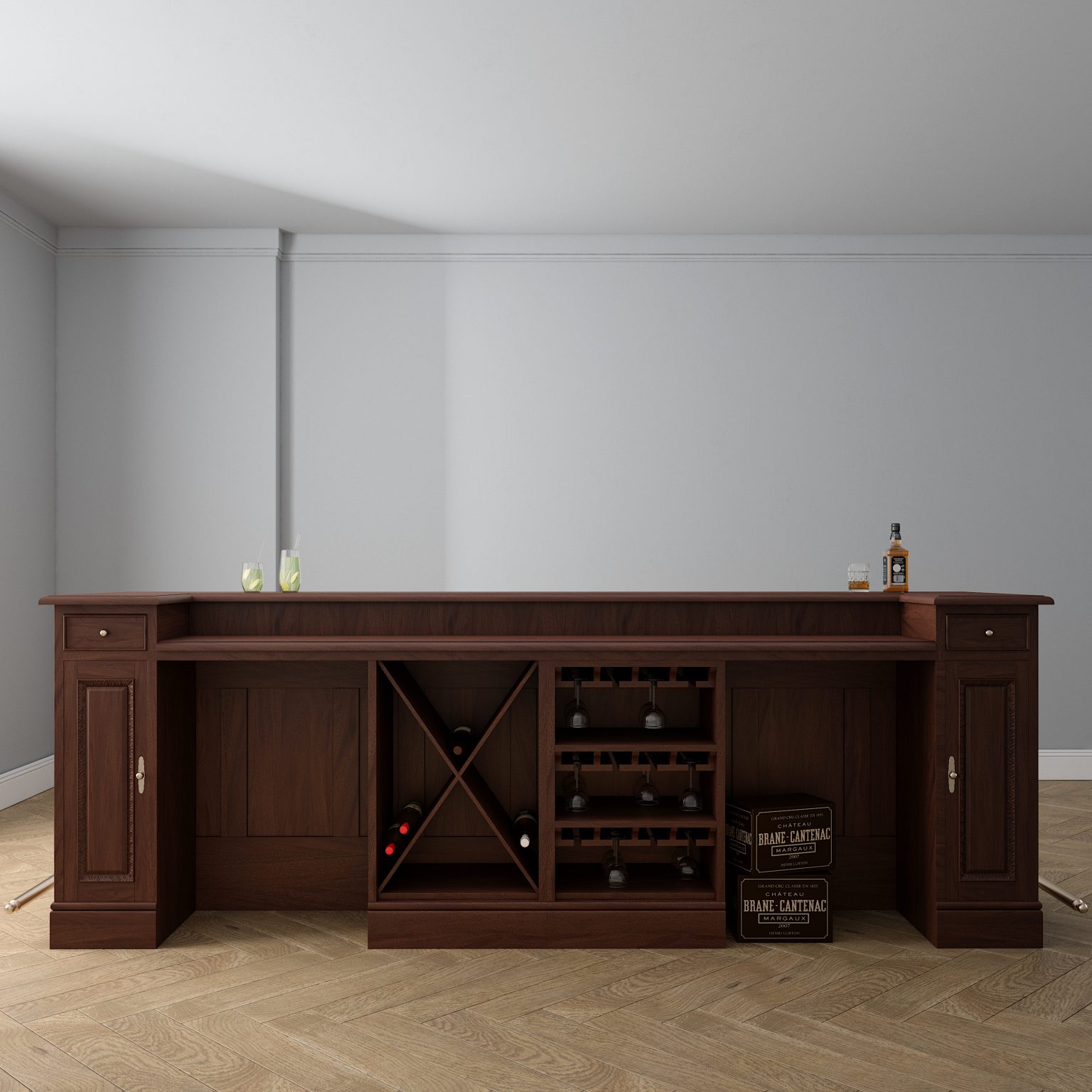 Custom Mahogany Saloon Pub Bar – WNL53 – WoodnLuxury