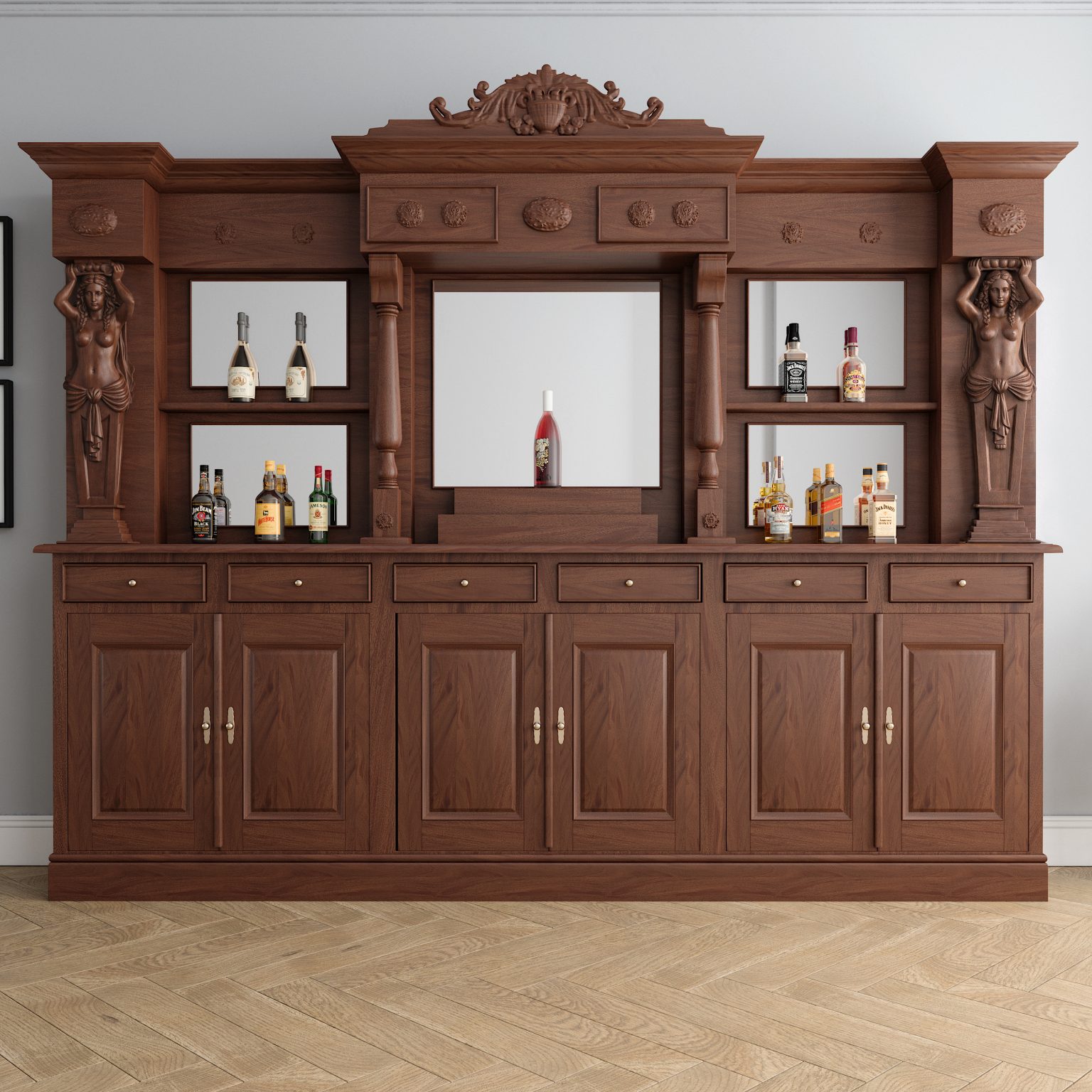 Custom Mahogany Saloon Pub Bar – WNL53 – WoodnLuxury