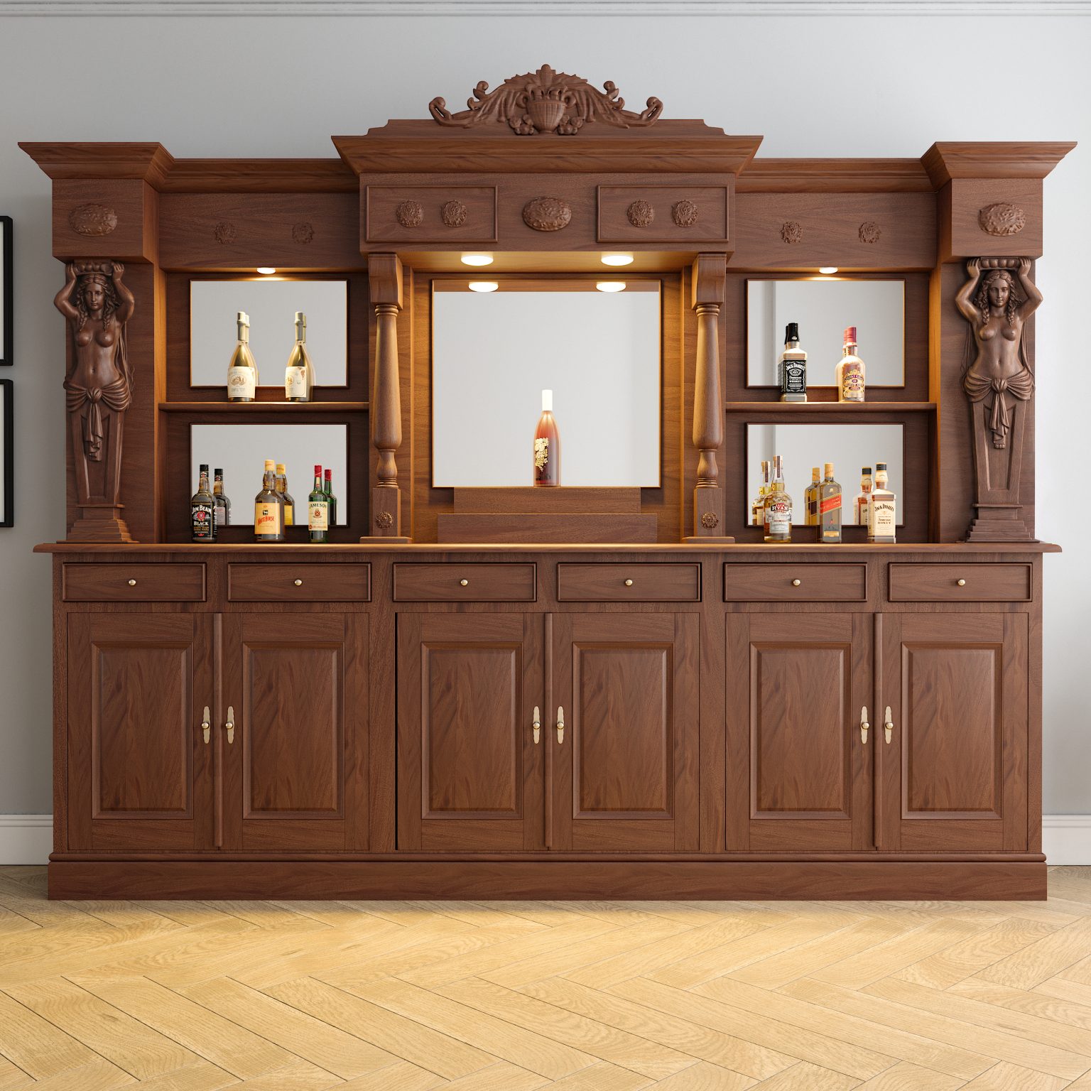Custom Mahogany Saloon Pub Bar – WNL53 – WoodnLuxury