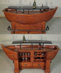 Rare Mahogany Pirate Ship Boat Cocktail Bar – WNL56 – WoodnLuxury