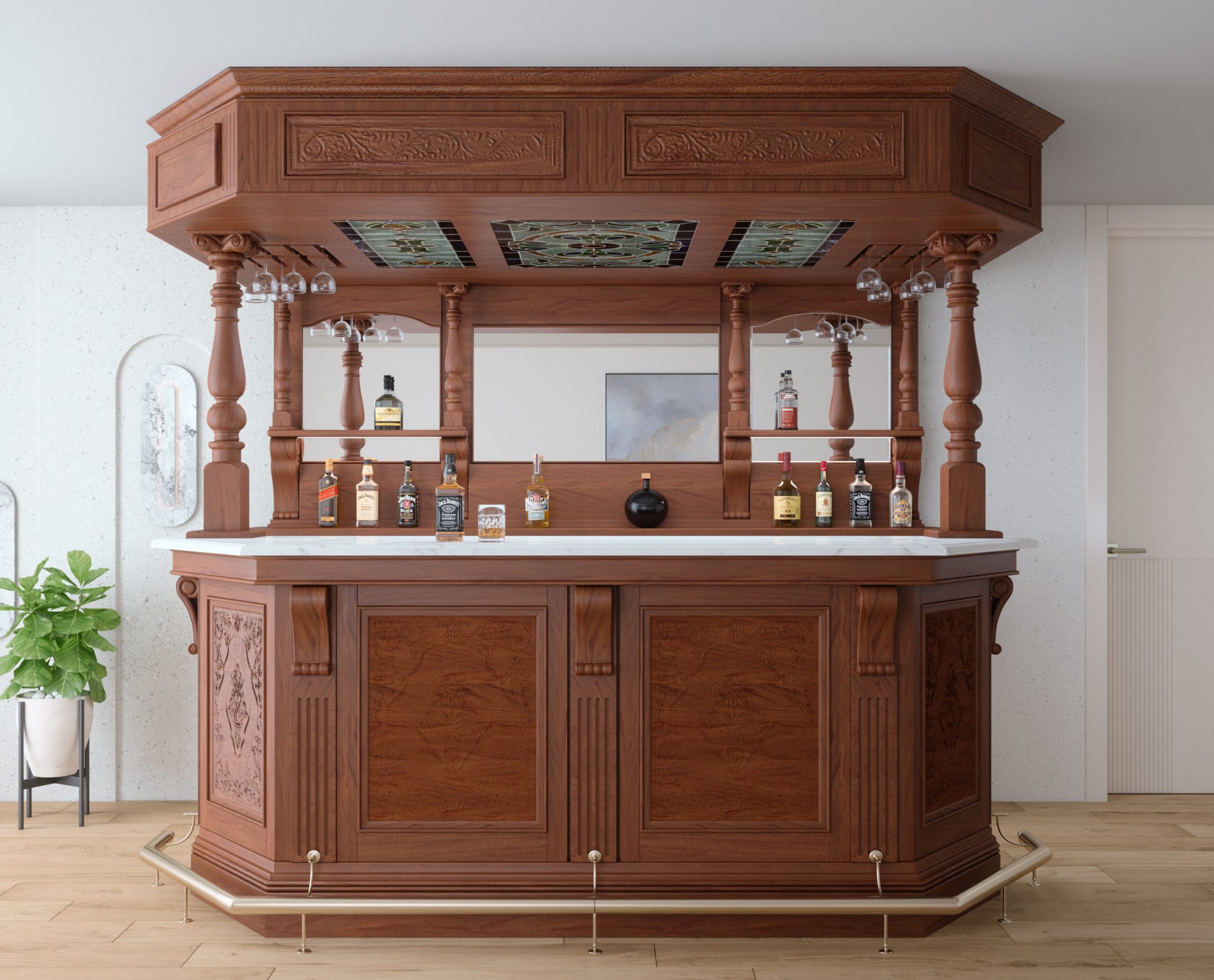 9Ft Premium Mahogany Recreational Canopy Home Bar w/ Marble – WNL47 ...