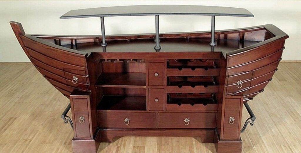 Rare Mahogany Pirate Ship Boat Cocktail Bar – WNL56 – WoodnLuxury
