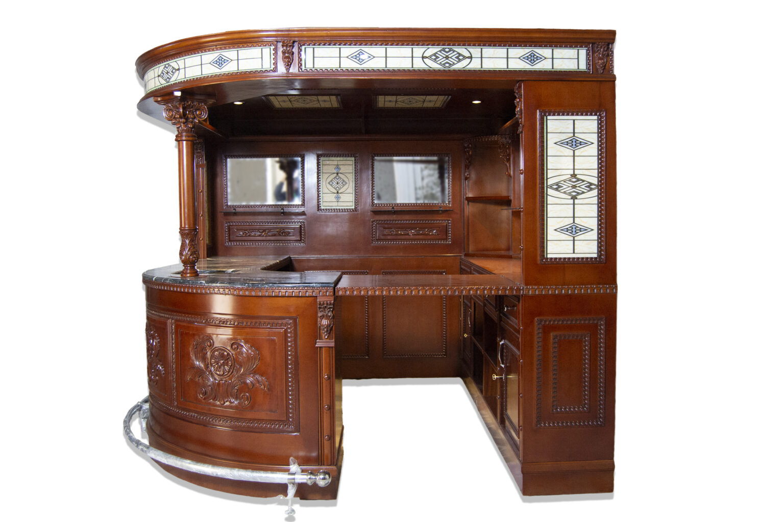 Bar WNL63- 8.0 ft. Oak Wood Cocktail Bar with Marble Top – WoodnLuxury