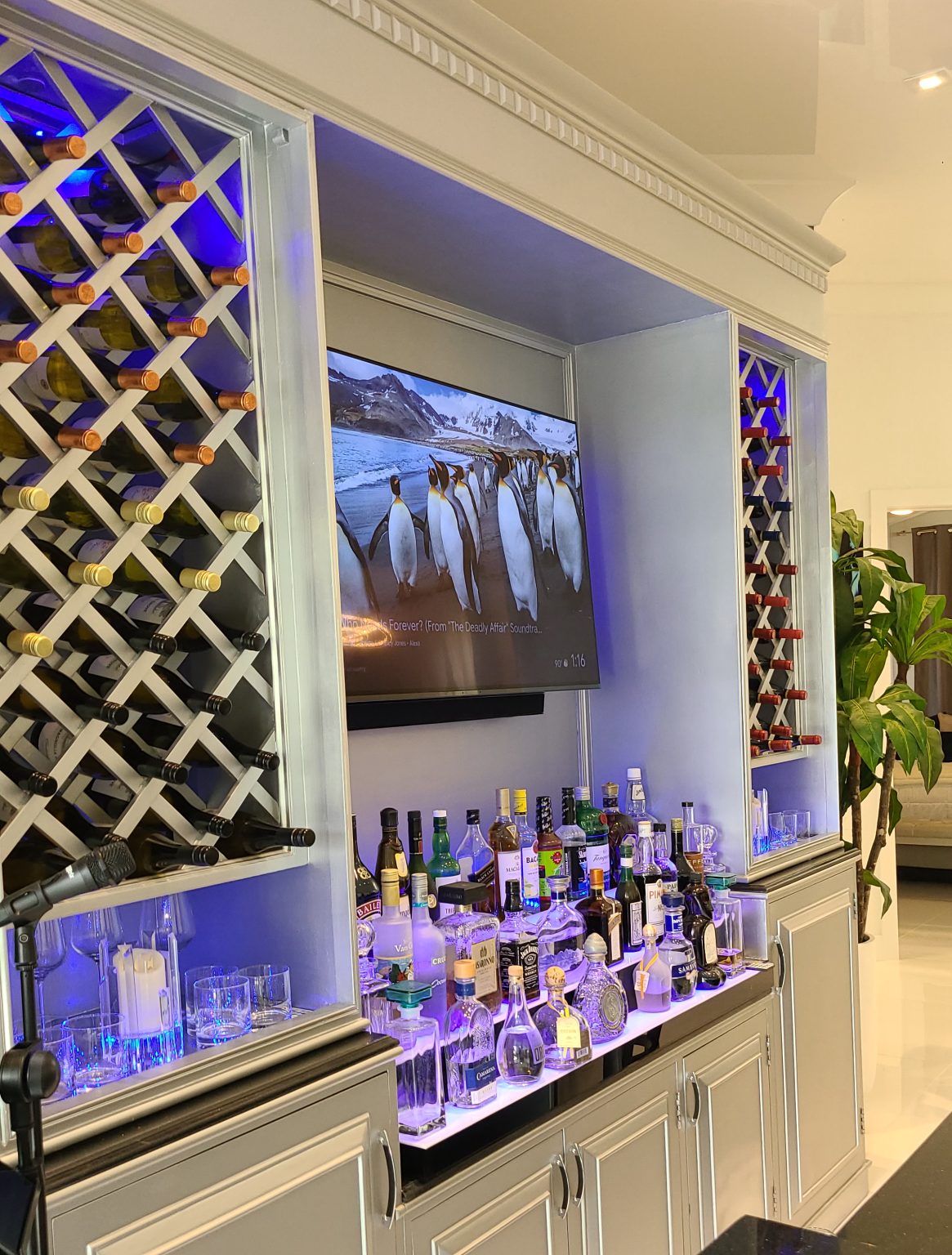 Silver Miami Style Bar Set with Wine Racks – WNL117 – WoodnLuxury