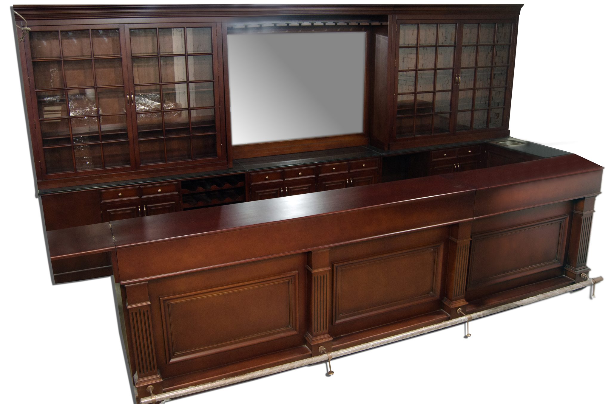 18 ft Traditional Bar Set with Glass Doors – WNL118 – WoodnLuxury