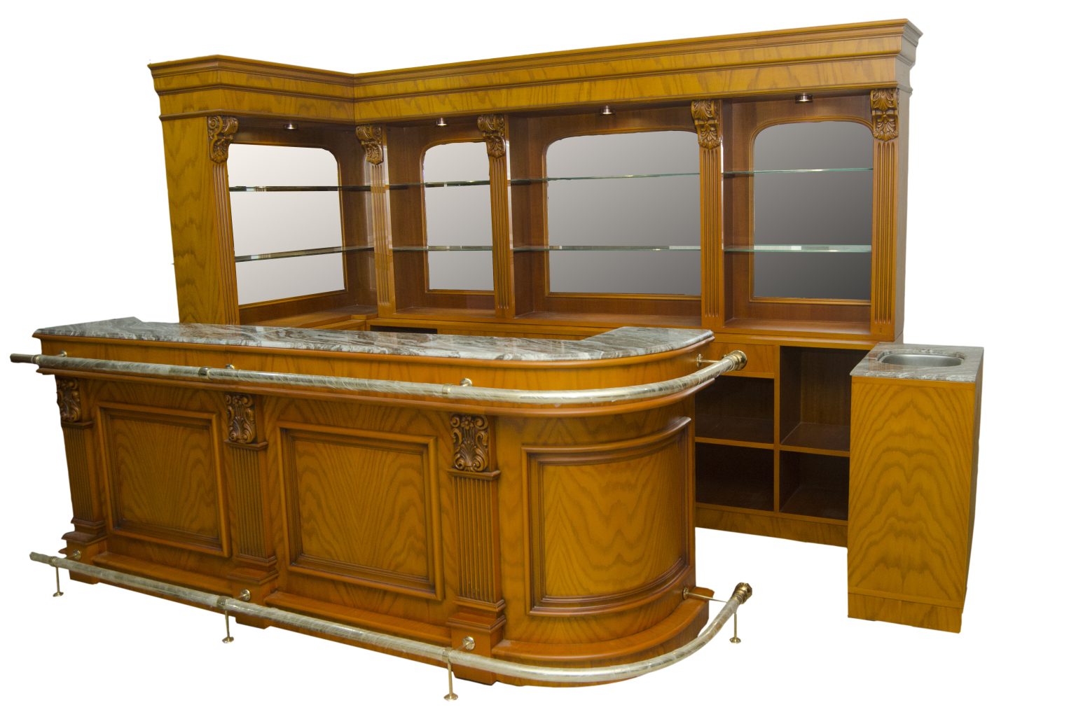 Colonial Maple 8.5 Ft Bar with Marble Top & Sink Side Unit – WNL116 ...
