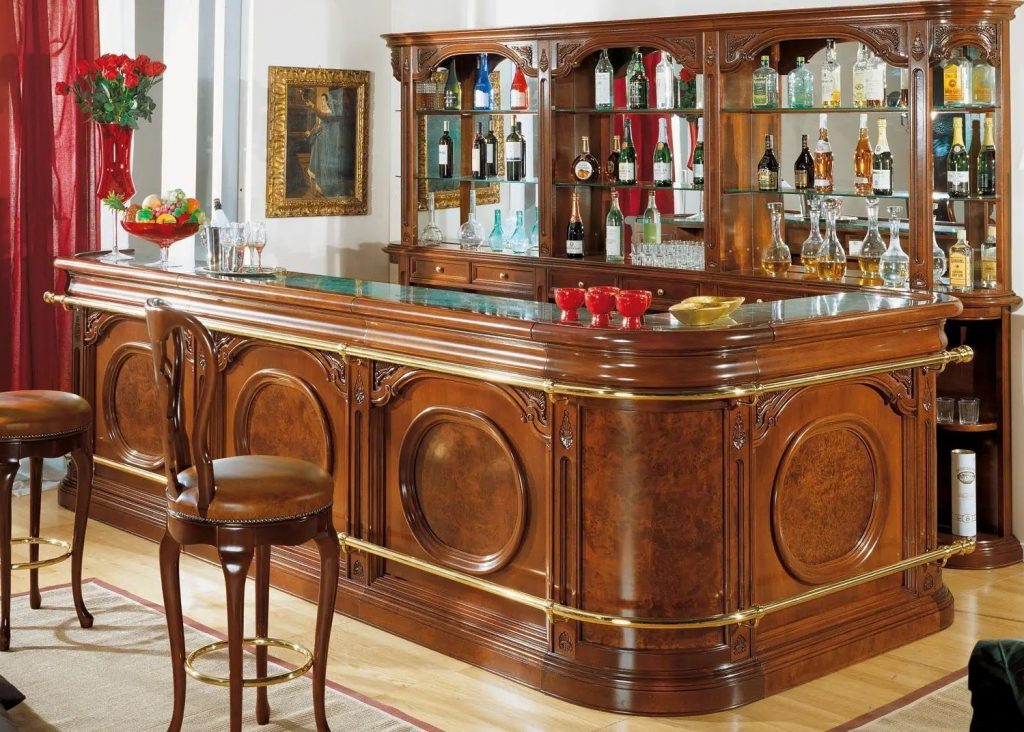 L-Shape Classical Italian Home Bar Set – WNL160 – WoodnLuxury