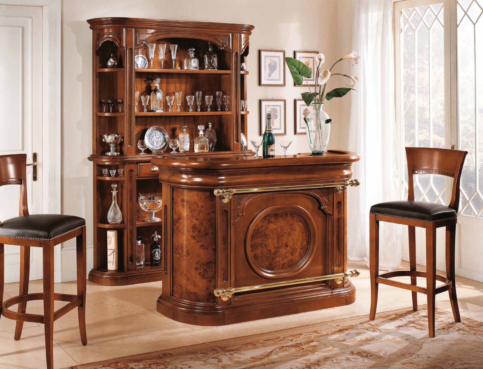 Single Panel Classical Italian Home Bar Set – WNL157 – WoodnLuxury