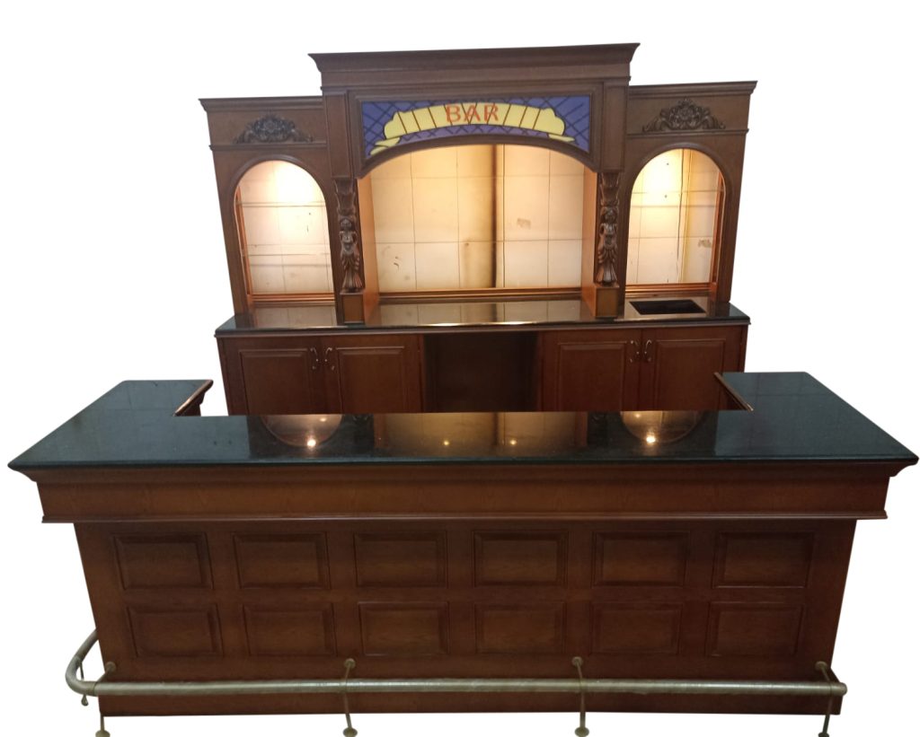 Black Granite Top Bar Set with Hand Carvings – Bar WNL175 – WoodnLuxury