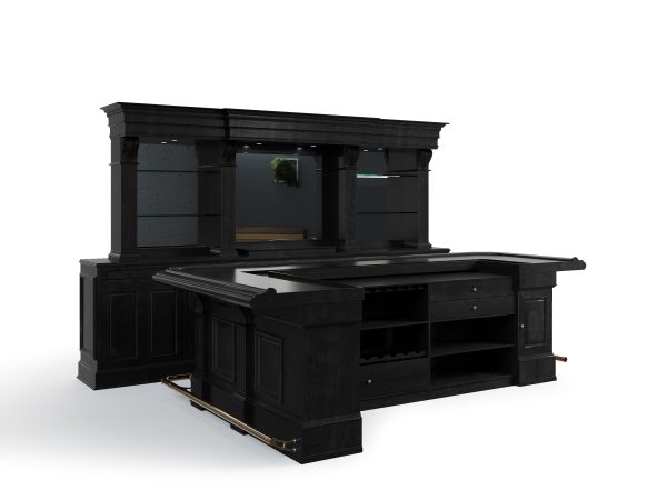 Large L-Shaped Black Bar with Mirrored Back – Bar WNL183 – WoodnLuxury