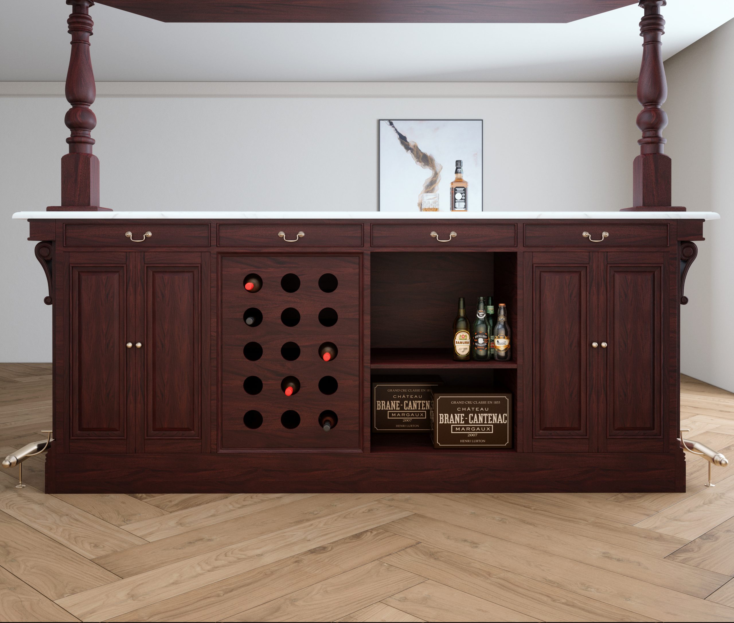 9Ft Premium Mahogany Custom Canopy Home Bar w/ Marble – WNL206 ...