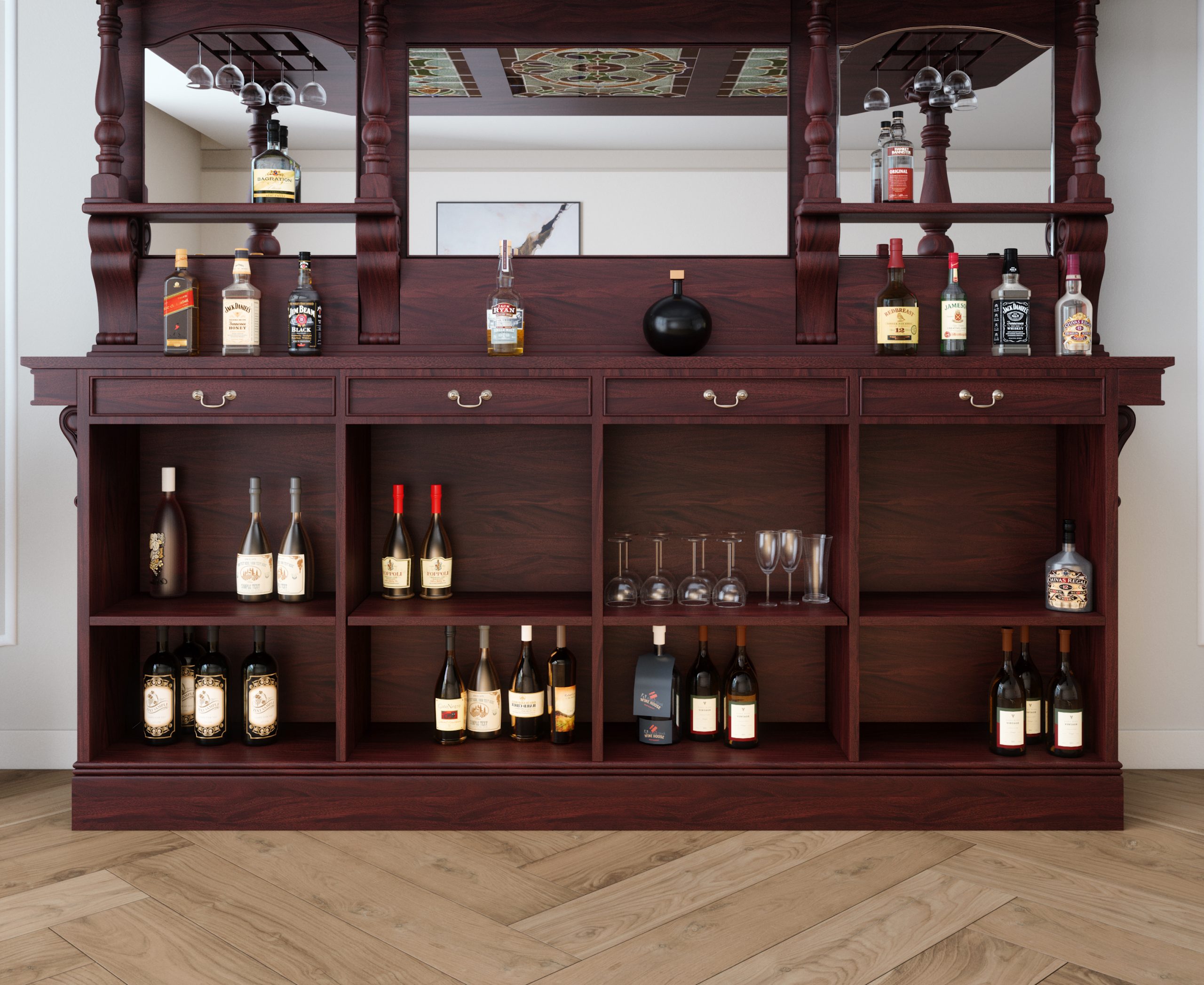 9Ft Premium Mahogany Custom Canopy Home Bar w/ Marble – WNL206 ...
